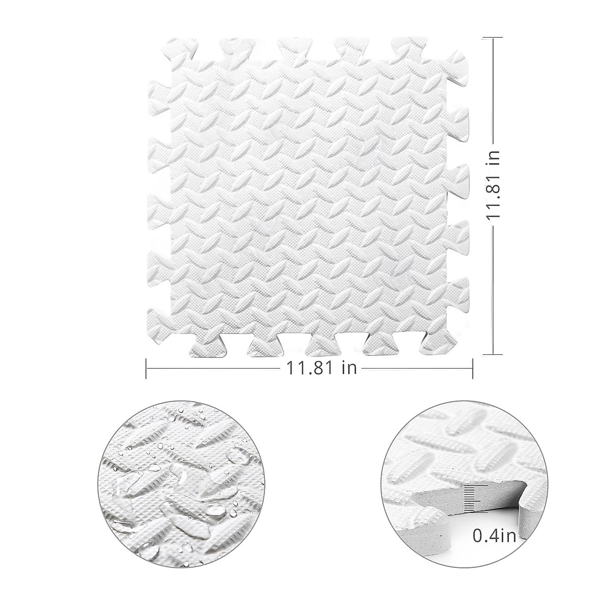 Tamiplay Foam Play Mat for Baby, 0.4 Inch EVA Soft Non-Toxic Baby Playmat, Interlocking Floor Mats, Solid Colored Foam Puzzled Floor Mats, Baby Play Mat Exercise Mats, 16 Tiles(White/Black)