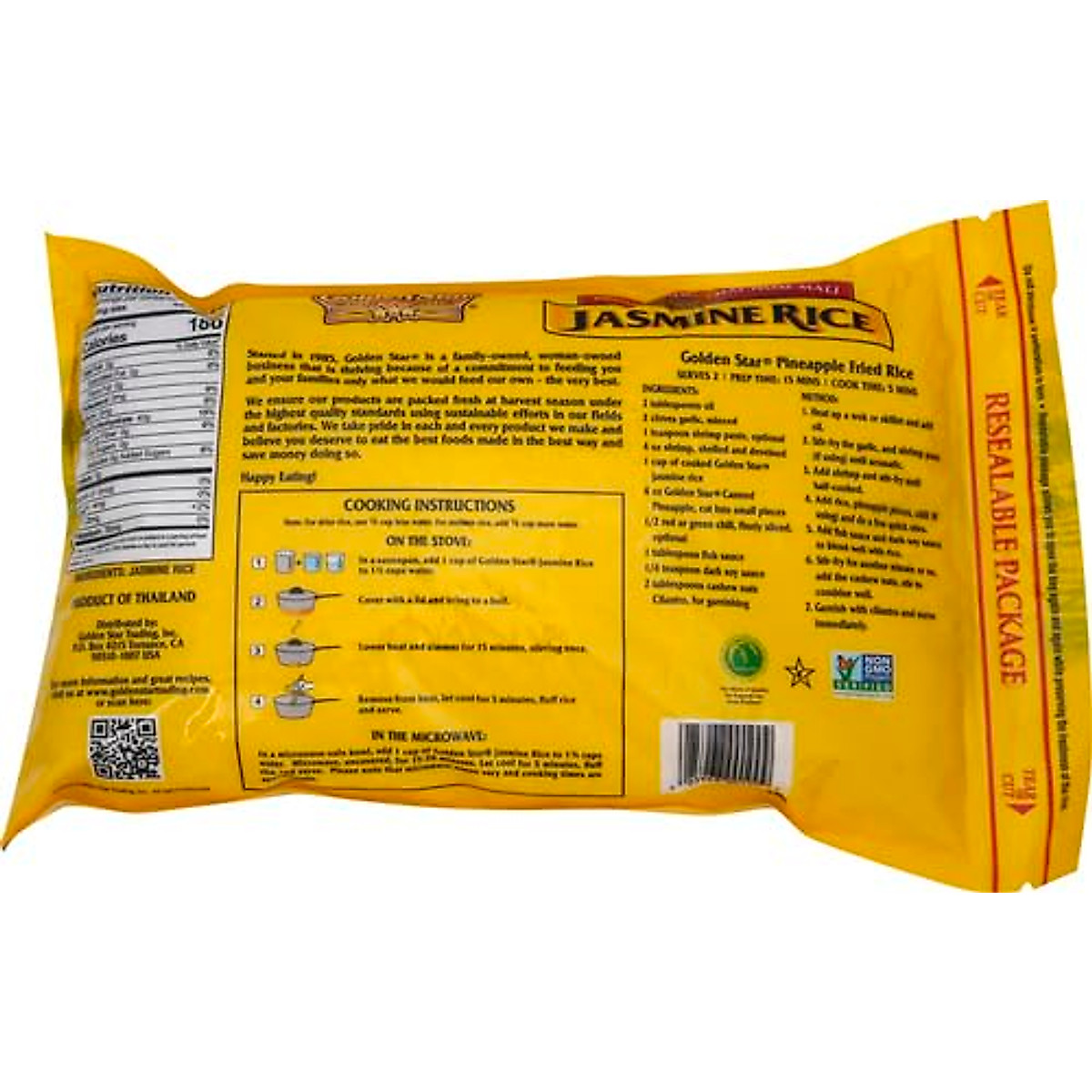 Golden Star Jasmine Rice, 80 oz