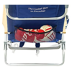 Tommy Bahama 5-Position Classic Lay Flat Folding Backpack Beach Chair, Polyester, Navy