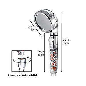 Nosame® Shower Head Ⅲ，High Pressure Water Saving 3 Mode with ON/Off Pause Function Spray Filter Filtration RV Handheld Showerheads 1.6 GPM for Dry Skin & Hair Spa