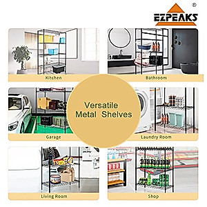 EZPEAKS 5-Tier NSF Certified Storage Shelves, Heavy Duty Steel Wire Shelving Unit with Wheels and Adjustable Feet, Used as Pantry Shelf, Garage or Bakers Rack Kitchen Shelving(18" DX48 WX72 H)