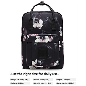 HotStyle BESTIE Floral Backpack, Stylish Bag for College Travel Work Everyday, Black
