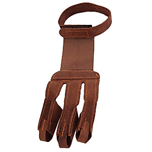 Yuehuam Arm Guard Finger Protective Gloves 3- Finger Design Archery Protect Glove Pull Bow Arrow Archery Shooting Glove Leather Single Glove