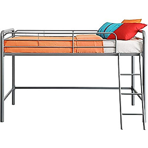 DHP Junior Loft Bed Frame with Ladder, Twin, Silver