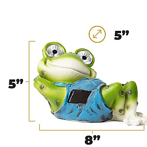 VP Home Chillaxing Frog Solar Powered LED Outdoor Decor Garden Light Great Addition for Your Garden, Solar Powered Light Garden, Christmas Decorations Gifts for Outside Patio Lawn