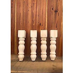 CAROLINA LEG CO. Chunky Pine Dining and Bench Combo - Farmhouse Legs - Set of 4 Dining and Bench Legs - Unfinished - Made in NC