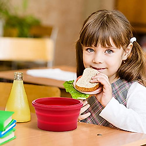 Nuenen Set of 8 Collapsible Food Storage Containers with Lids Silicone Flat Collapsible Bowls for Stacks Travel Camping Meal Prep Container for Kitchen, Freezer Microwave Dishwasher Safe (Round)