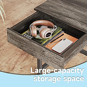 Mexin Small Desk with 2 Wooden Drawers, 40 Inch Home Office Writing Desk, Vanity Desk with Storage, Computer Desk for Bedroom Small Spaces, Desk Table for Office, Kids Study, Makeup, Grey Oak