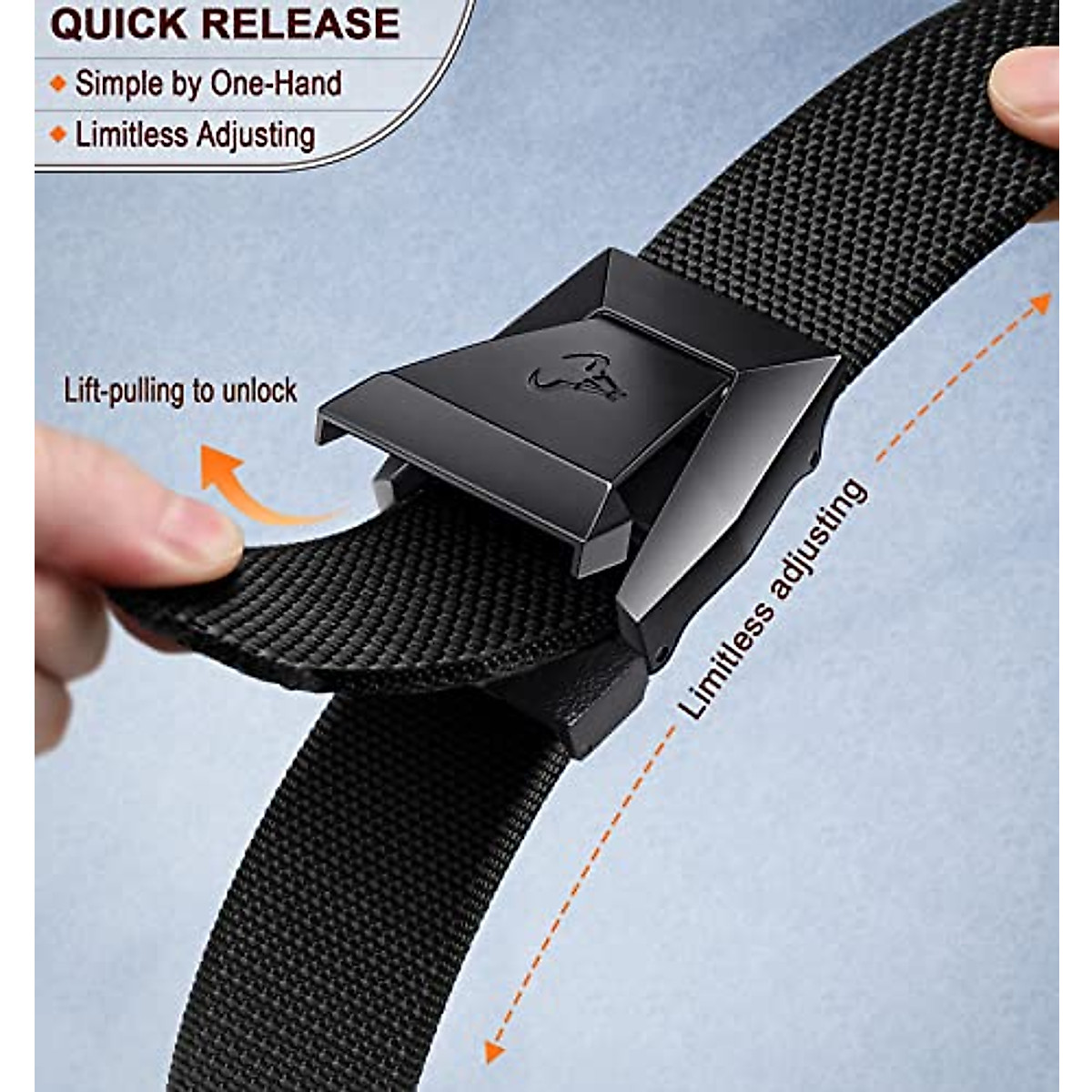 BULLIANT Tactical Belt for Men, Men Stretch Nylon Web Gift Belt 1.5"-Hiking Rigger Military Work-Quick Release(Black,34"-38" Waist Adjustable)