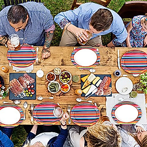 50 PCS Mexican Serape Fiesta Oval Paper Plates 11" Large Disposable Colorful Stripes Mexico Platters, Dish Tray for Mayo Fiestas Dance Pinata Mexico Taco Colorful Ponchos Dinner Party Tableware