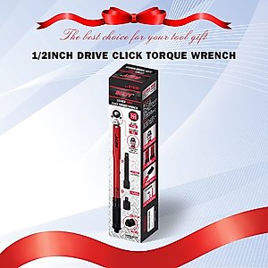1/2-inch Drive Click Torque Wrench 1/2 Drive - Precision 10-150 ft.lb/13.6-203.5Nm Range, Ratcheting Head with Secure Locking Mechanism, Adapter & Extension