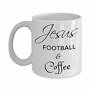 Jesus Football and Coffee Mug - Christian Present for Women, Men, Mom, Dad, Son, Daughter, Husband, Wife, Him, Her - Stocking Stuffer Birthday Present - Inexpensive Gift for Coworkers
