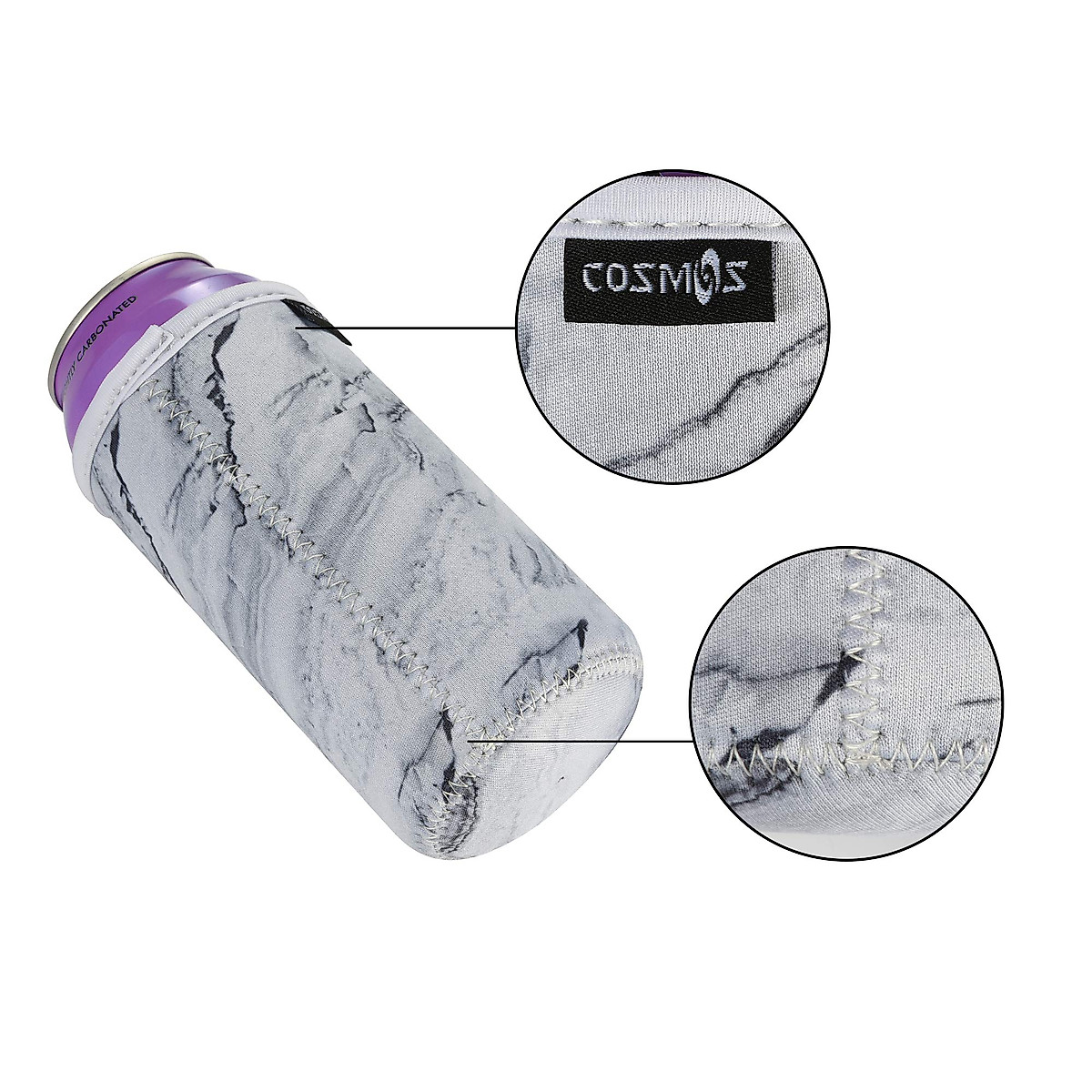 CM Soft Neoprene 16 Fl Oz Can Sleeves Insulators Can Covers for 16 Fluid Ounce Energy Drink & Beer Cans, Marble Pattern, 4 Pcs