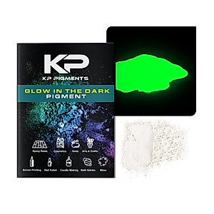 KP Pigments Kryptobright Green Glow in The Dark Pearlescent 100% Pure Fine Powder - Naturally Pigmented Multipurpose DIY Arts and Crafts, Dye, Cosmetics, Epoxy Resin, Paint, and More! 25 Grams