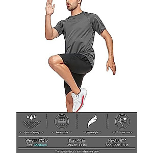 HOPLYNN 6 Pack Mesh Workout Shirts for Men Quick Dry Short Sleeve Athletic Dry Fit T-Shirt Moisture Wicking 2Black/2Gray/2White Medium