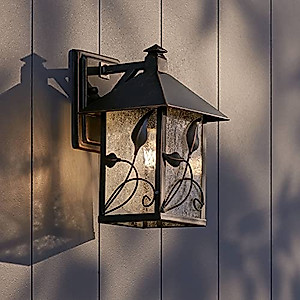 Franklin Iron Works French Garden Rustic Farmhouse Outdoor Wall Light Fixture Bronze Lantern 10 1/2" Clear Seedy Glass for Exterior Barn Deck House Porch Yard Patio Outside Garage Front Door Garden