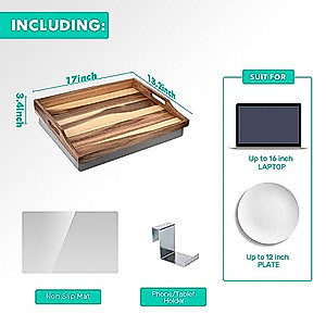 Drelifam Lap Desk with Cushion,Wooden Bed Tray Table for Eating,Lap Tray in Recliner,Breakfast Tray,TV Dinner Bed Food Trays