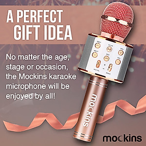 Mockins Rose Karaoke Microphone Wireless w/Built-in Speaker | Wireless Microphones Bluetooth Compatible w/iPhone & Android | Bluetooth Karaoke Microphone for Kids | Portable Microphone Karaoke Mic