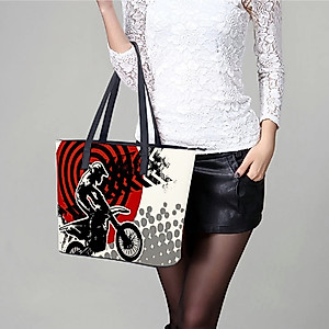 Womens Handbag Motorcycle Motocross Leather Tote Bag Top Handle Satchel Bags For Lady