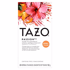 TAZO Passion Herbal Tea Bags, Hot or Iced, Caffeine Free, 20 Total Tea Bags