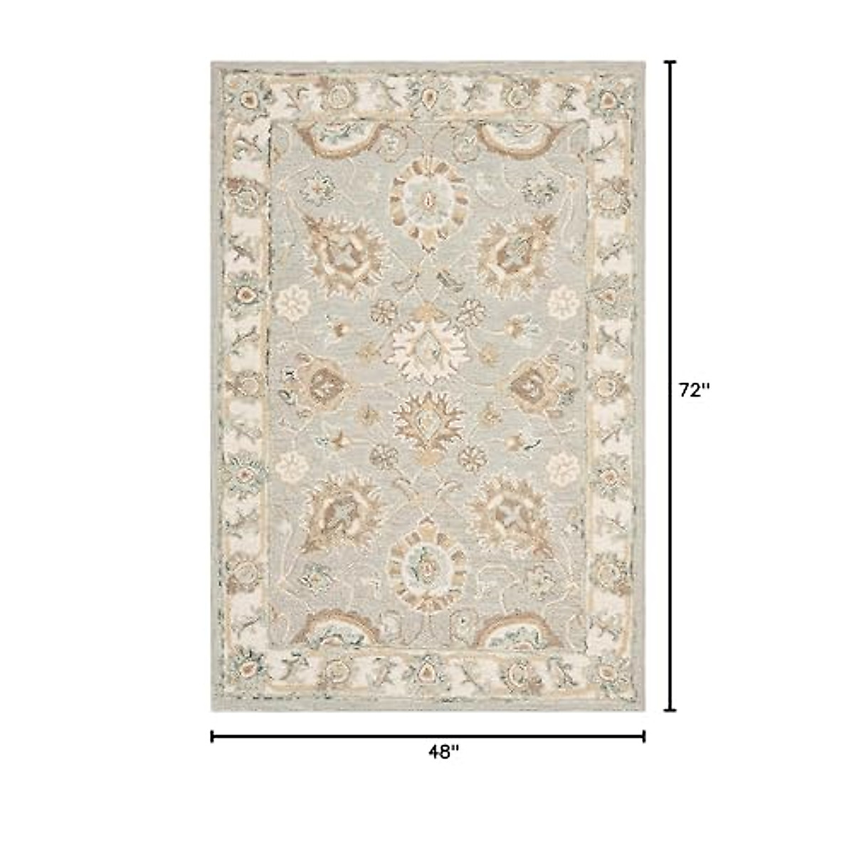 SAFAVIEH Blossom Collection 4' x 6' Aqua / Ivory BLM702M Handmade Premium Wool Area Rug