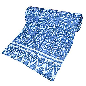 Maviss Homes Indian Traditional Handmade Patchwork Cotton Super Soft Kantha Quilt Blanket | Throw Bedspread Blanket | Bedroom Décor Throw Quilt |Home Décor Blue