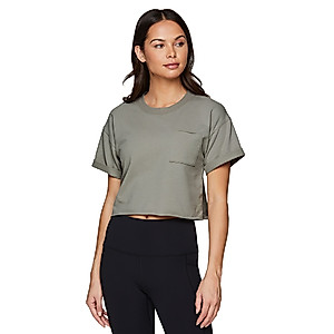 RBX Active Women's Crop Top Cotton Short Sleeve Yoga Cropped T-Shirt BFT Sage XL