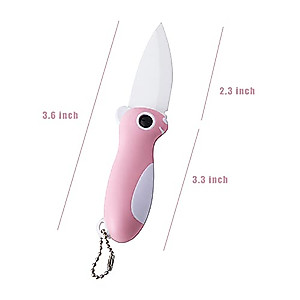 COLLMORE Ceramic Paring Knife - Small Folding Pocket Knife with 2.3in Sharp Blade - 1.3oz Mini Cute Portable Fruit Knife for Travel, Camping, Kitchen, Women, Men(Pink)