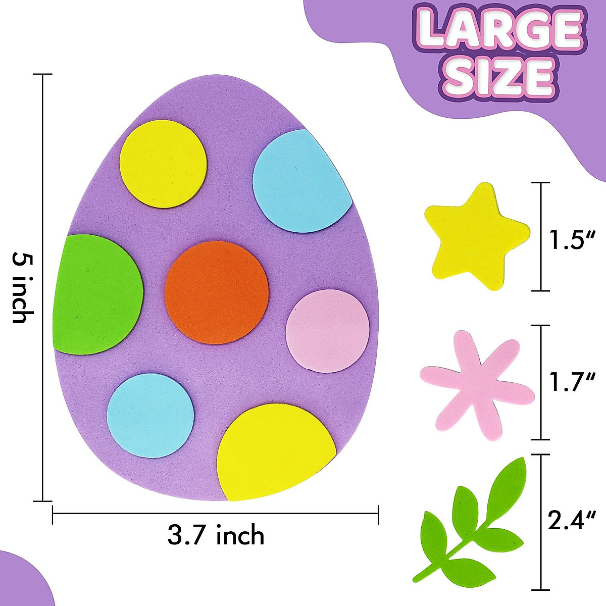 Hifunwu 24 Pcs Foam Easter Eggs for Crafts Easter Foam Crafts Stickers Set with Rhinestones Easter Crafts Party Favors Supplies