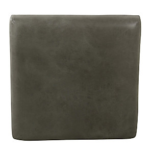 Homepop Home Decor | Modern Square Ottoman with Metal X Base | Ottoman for Living Room & Bedroom | Decorative Home Furniture (Gray Faux Leather) Small