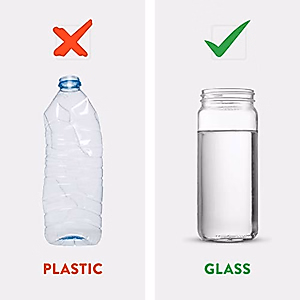 Travel Glass Drinking Bottle Mason Jar 16 Ounce [12-Pack] Plastic Airtight Lids, Reusable Glass Water Bottle for Juicing, Smoothies, Kombucha, Tea, Milk Bottles, Homemade Beverages Bottle,