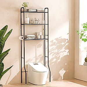 sfrvkly Over Toilet Bathroom Organizer 3 Tier,Over The Toilet Storage Shelf Minimalist Over The Toilet Storage Black Above Toilet Storage,Bathroom Storage Over The Toilet,Over Toilet Organizer.