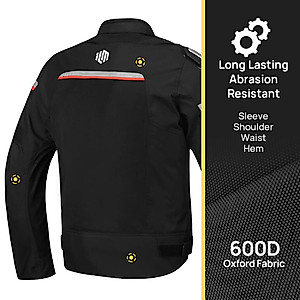 ILM Mesh Motorcycle Riding Jacket CE Armored Alloy Shoulder Pads Breathable for Men Women Model BJK01(Black, Large)
