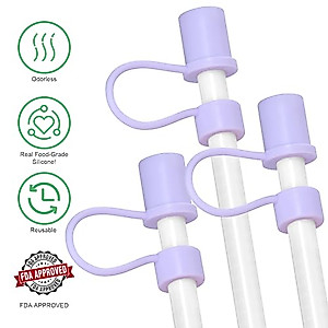 MLKSI 15pcs Straw Cover for Stanley Cup Accessories, 10mm Straw Topper for Stanley Tumbler Simple Modern 40 oz Tumbler with Handle, Extra Long Straw Cap for Stanley Water Bottle