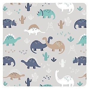 BapronBaby Desert Dinos Wet Dry Bag - Waterproof Two Zipper Pockets - Reusable for Mealtime, Diapers, Stroller, Snacks, Swimsuits - Machine Washable - 11" x 9"