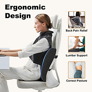 CILI Lumbar Support Pillow for Office Chair, Heated Back Support Pillow with Vibration, Back Massager for Chair, Back Rest Cushion Pillow for Desk Chair Sofa, Gifts for Mom Dad Women Men