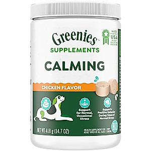 Greenies Supplements Calming Chews for Dogs Chicken Flavor, 80 Count Soft Chews Dog Calming Supplements, 14.7 oz