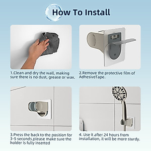 Hibbent Shower Head Holder, Strong Adhesive and Waterproof Handheld Shower Holder, Shower Head Bracket, Height Adjustable Shower Wand Holder, Wall Mount, No Drilling, Brushed Nickle