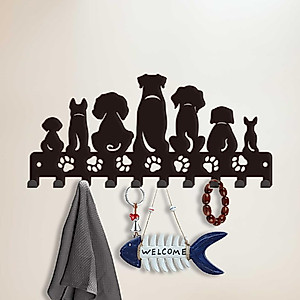 SUPERDANT Dog Back View Metal Key Hook Dgo Paw Print Key Holder wih 10 Hooks Decorative Key Organizer Wall Mounted Hooks Personalized Key Hanger for Entryway Key Belt Umbrella Dog Lover's Gift