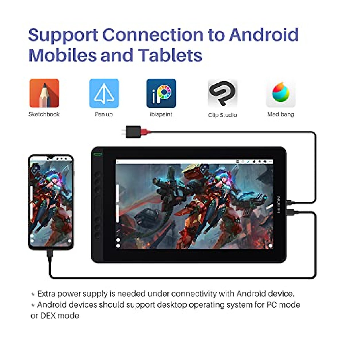 HUION KAMVAS 13 Drawing Tablet with Screen Full-Laminated Graphics Tablet with Battery-free Pen Tilt Support, Adjustable Stand, and 8 Shortcut Keys,13.3" Pen Display for Android, Mac, PC, Linux, Black