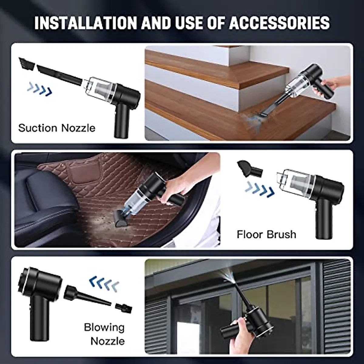 Lovyi Cordless Vacuum Cleaner, Mini Handheld Vacuum, Small Car Vacuum with LED, Electric Air Duster & Vacuum Cleaner 2 in 1 Rechargeable, Portable Vacuum Cleaner for Home, Office and Car Cleaning