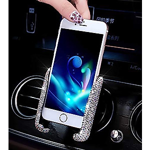 Best Bling Rhinestone Crystal Convenient Mini Car Dash Air Vent Automatic ADJUSTABLE Phone Holder (Silver)