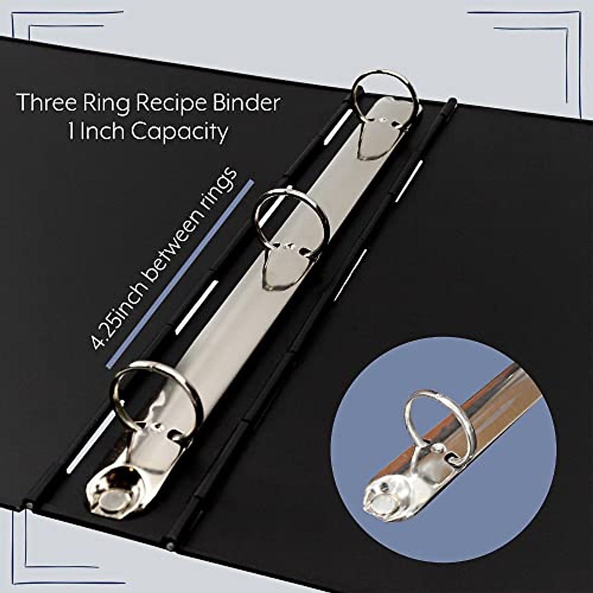 AuldHome Farmhouse Cookbook Recipe Binder (Black); Rustic Enamelware Style Metal 3-Ring Binder for Family Recipes, Custom Cookbooks and More