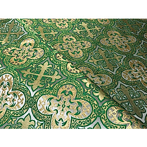 Brocade fabric VESTMENT 60" wide GREEN and GOLD Liturgical Brocades BRO950[1]