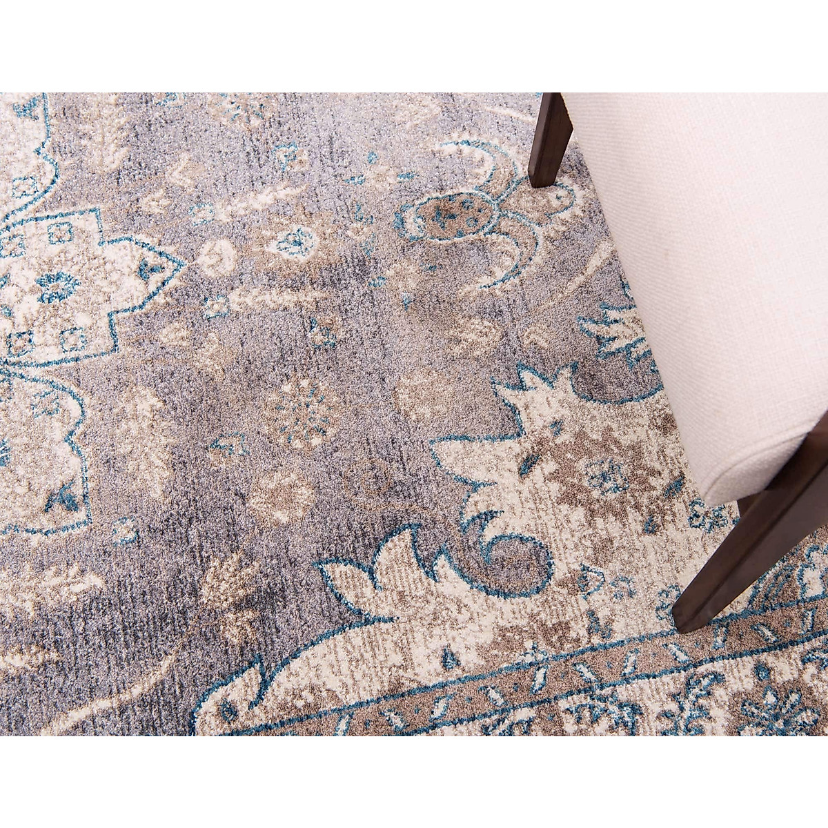 Unique Loom Salzburg Collection Classic Traditional Design Oriental Inspired Border Area Rug, 3 ft 3 in x 5 ft 3 in, Gray/Beige