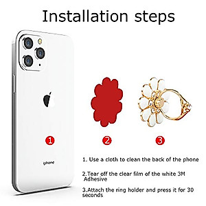 Finger Ring Stand,2 Pack Luxury Glitter Diamond Magnetic Universal Metal Smartphone Finger Ring Grip Holder Kickstand for iPhone/iPad/Samsung/HTC/Nokia/Cellphones/Tablet, Flower, White+Pink