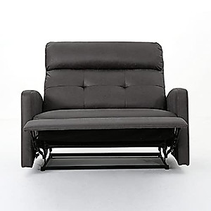 GDFStudio Hana Plush Cushion Tufted Back Loveseat Recliner (Microfiber/Slate)