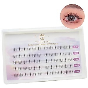 Bottom Lash Clusters DIY Lash Extension TEESTOU 60pcs Lower Individual Lashes Wispy Natural look 7mm Clear Band Wide Stem Under Eyelash Clusters for Daily Makeup (Bottom Lash Extesnion-X02-7mm)