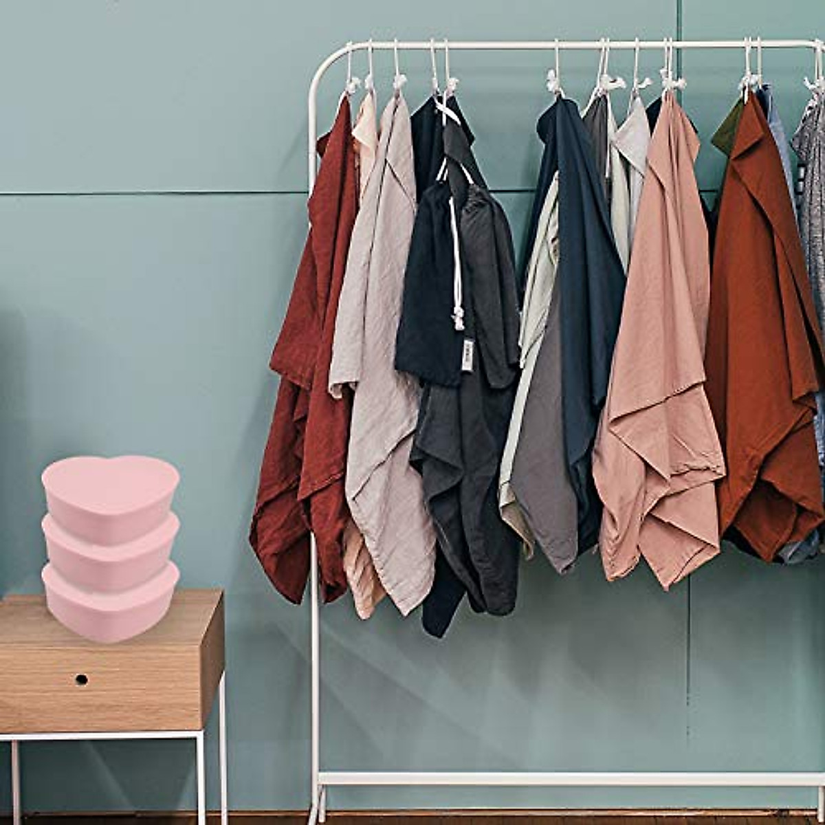 Cabilock Clothes Drawer 3Pcs Underwear Organizer Box with Lids Heart Shaped Closet Dresser Drawer Dividers Containers Stackable for Socks Bras Scarves Clothes Storage Bag