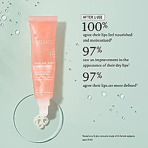 Biossance Squalane + Rose Vegan Lip Balm. Made with Hyaluronic Acid and Ceramides to Plump and Hydrate Dry Lips. Long-Lasting and Petroleum-Free (0.52 ounces)